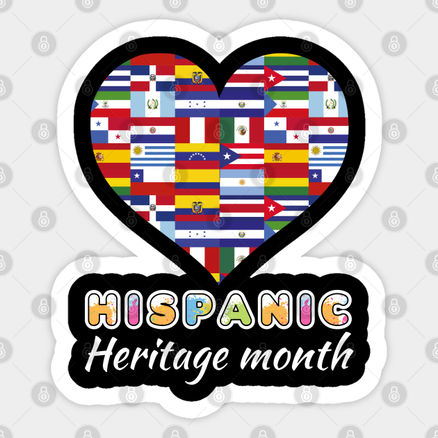 Hispanic Heritage Month Latino All Countries Flags Heart Hispanic